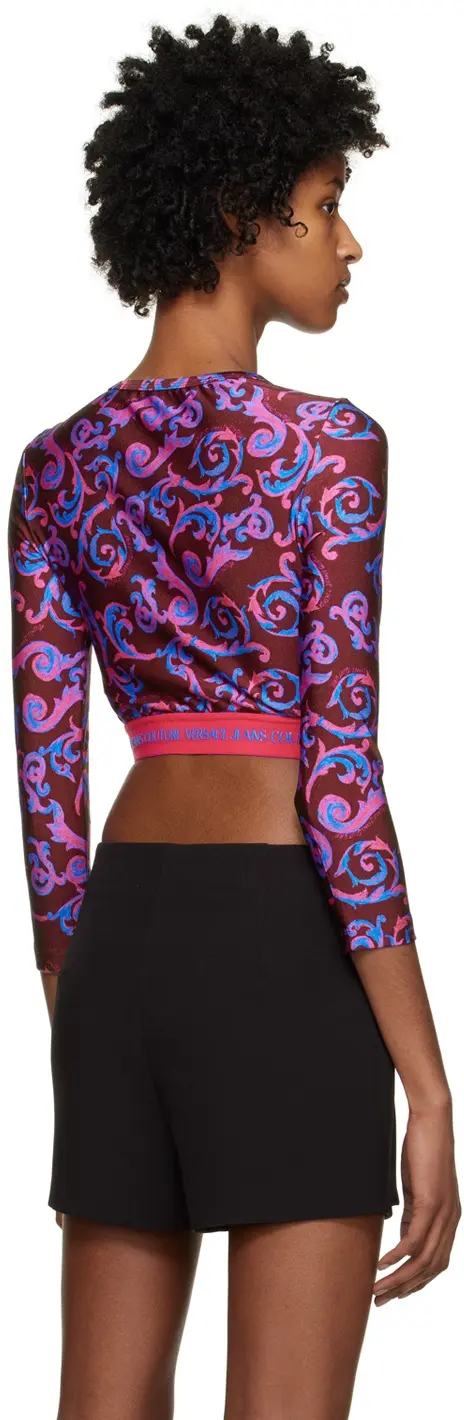 Versace Barocco Print Cropped Long Sleeve Top