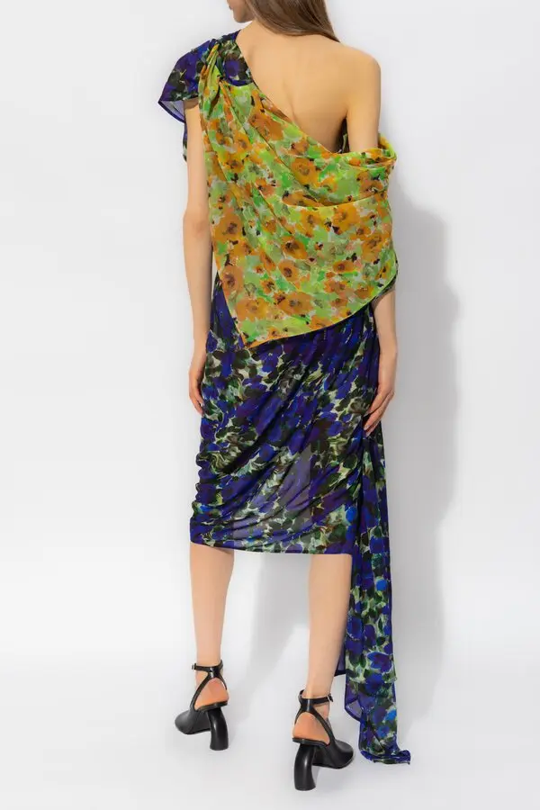Dries Van Noten Floral Print Asymmetrical Dress