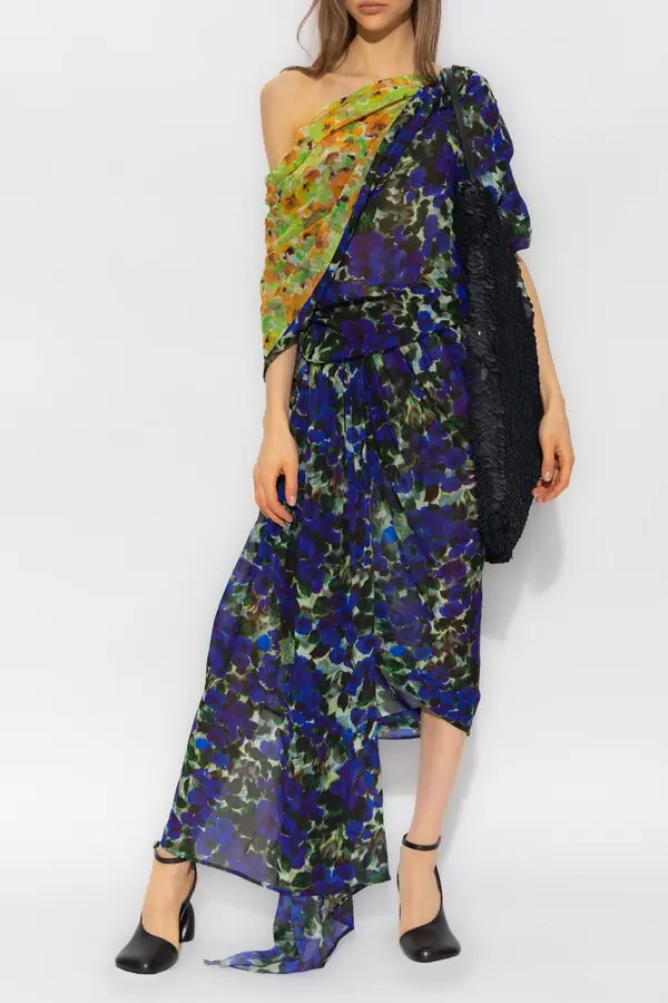 Dries Van Noten Floral Print Asymmetrical Dress