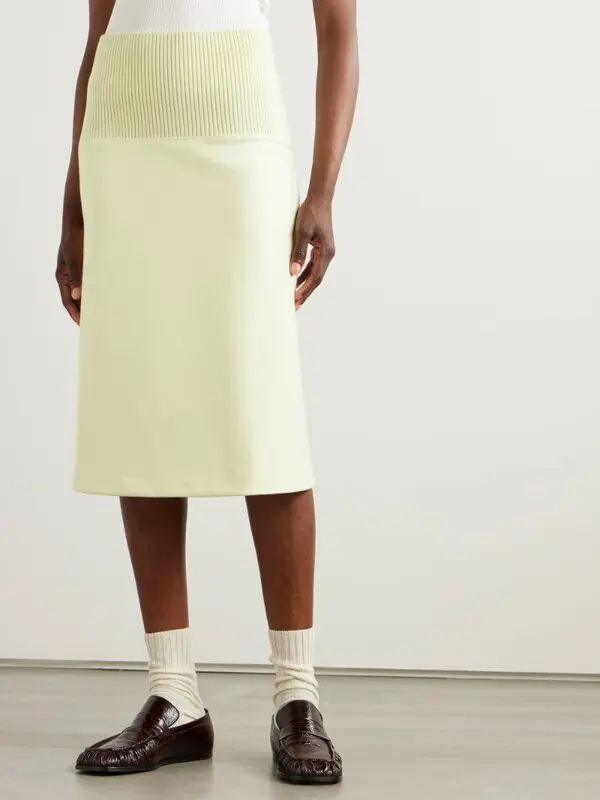 JIL SANDER Ribbed Waist Midi Skirt