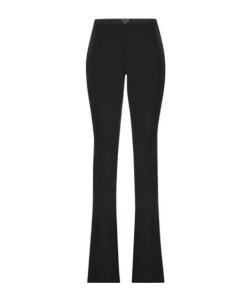 Prada Flared Knit Logo Pants - Black