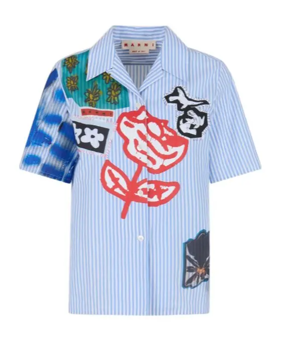 Marni Striped Poplin Bowling Shirt - Blue
