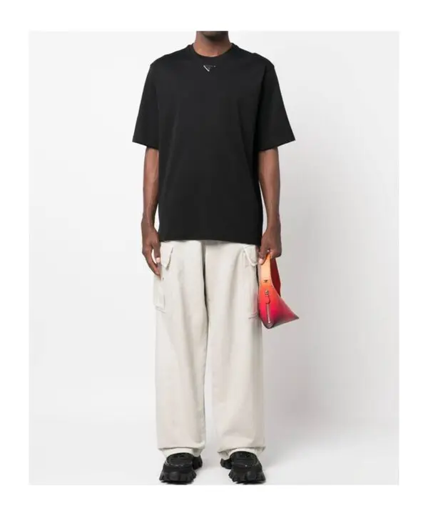 Prada Logo Plaque Crewneck T-shirt - Black