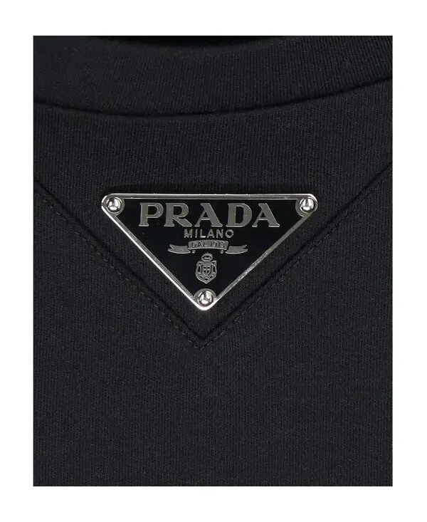 Prada Logo Plaque Crewneck T-shirt - Black