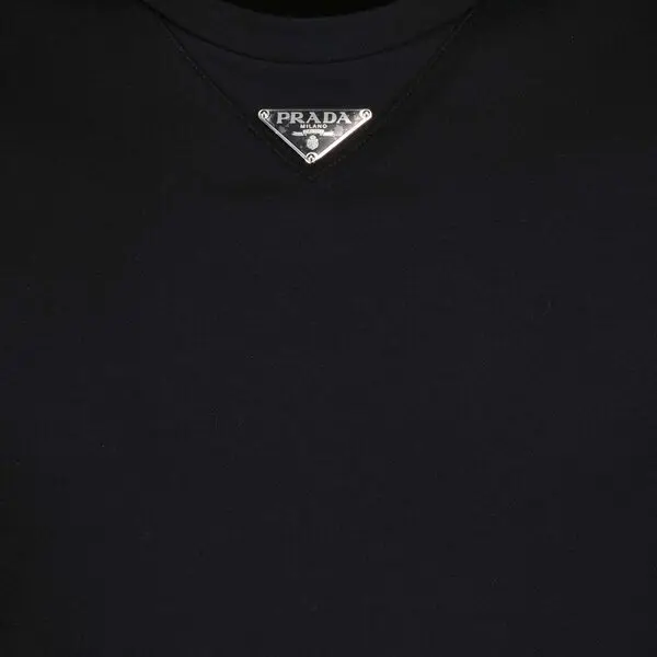 Prada Logo Plaque Crewneck T-shirt - Black