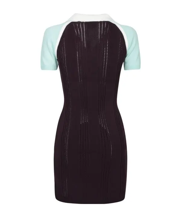 Casablanca Short Sleeved Contrast Collar Ribbed Tennis Dress