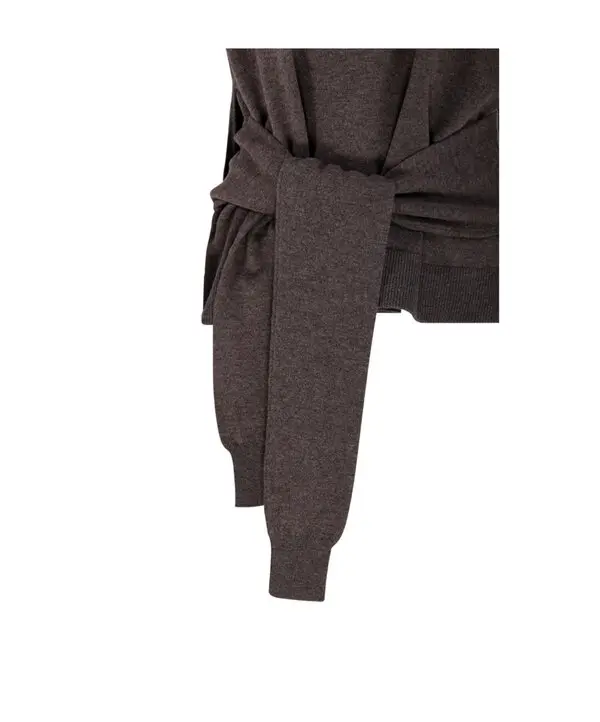 RÓHE Turtleneck Sweater With Ribbed Trim And Belted Detail - Black