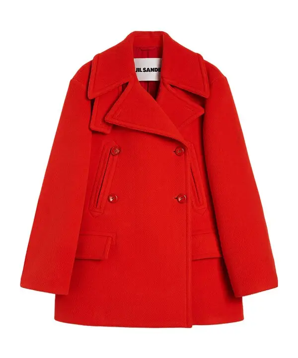 JIL SANDER Wool Chevron Coat
