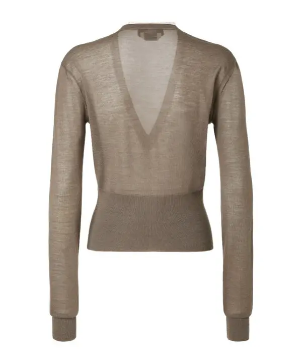 Fendi Long-sleeved V-neck Jumper - Grey
