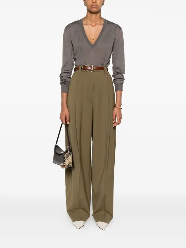 Fendi Long-sleeved V-neck Jumper - Grey
