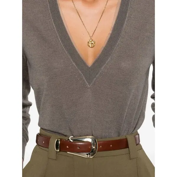 Fendi Long-sleeved V-neck Jumper - Grey
