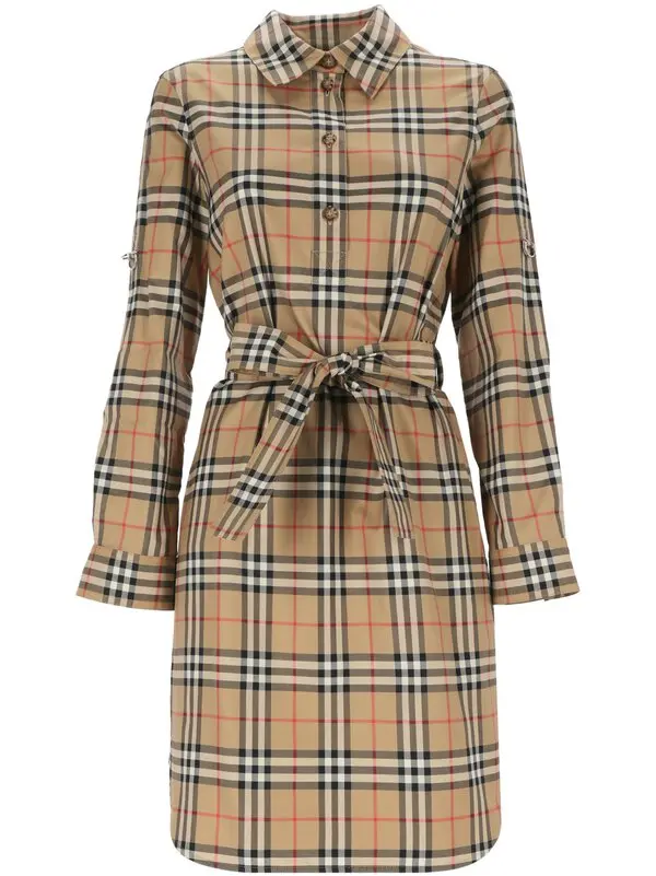 Burberry Vintage Check Belted Shirt Dress