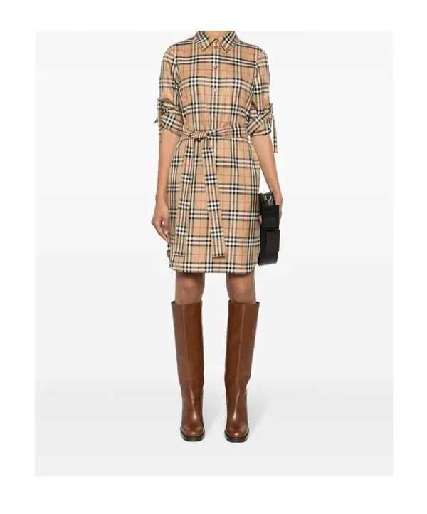 Burberry Vintage Check Belted Shirt Dress