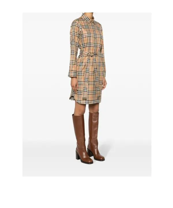 Burberry Vintage Check Belted Shirt Dress
