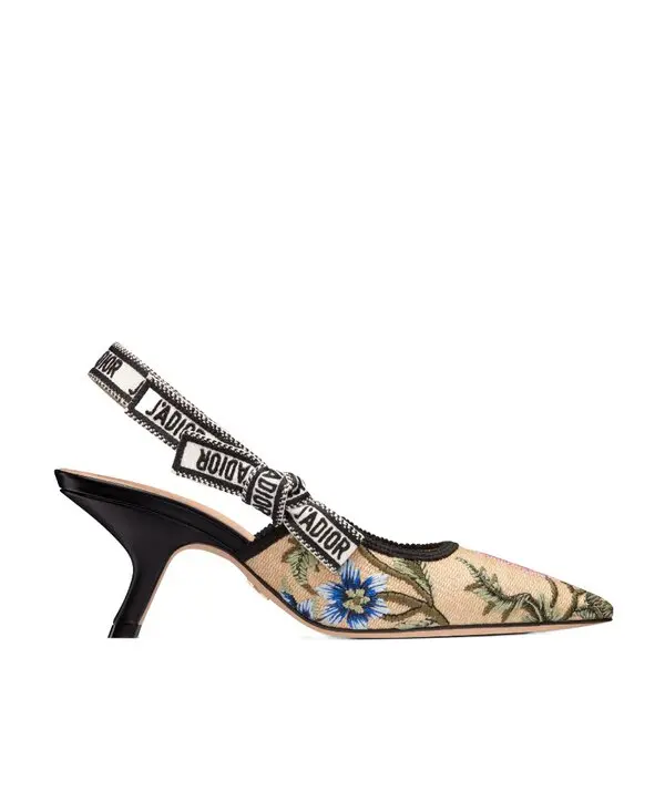 Dior J'adior Slingback Pumps With Floral Embroidery - Black