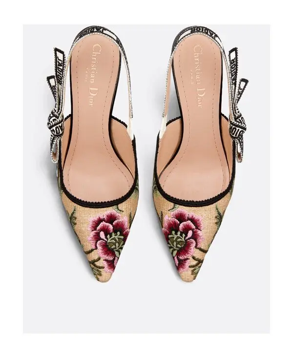Dior J'adior Slingback Pumps With Floral Embroidery - Black