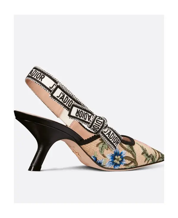 Dior J'adior Slingback Pumps With Floral Embroidery - Black