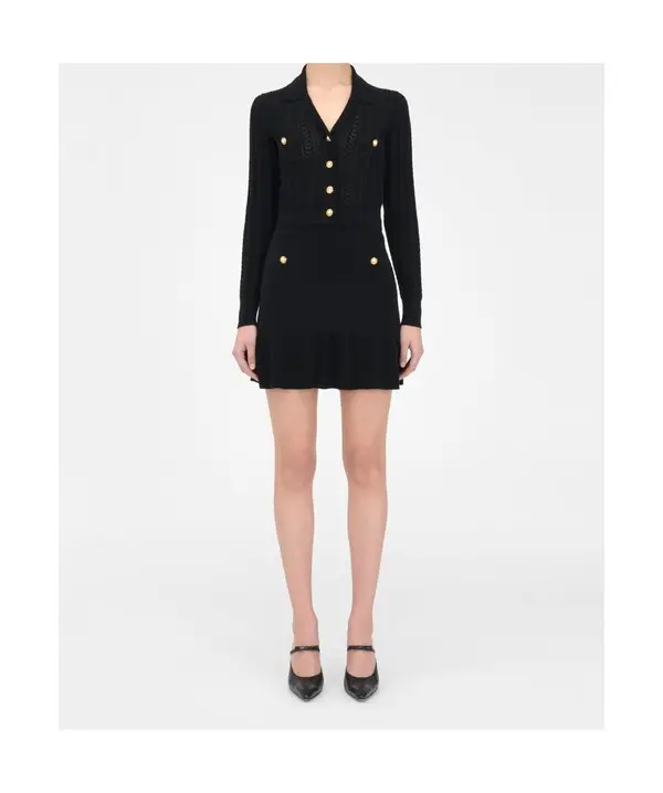 Alessandra Rich Flared Mini Skirt With Button Details