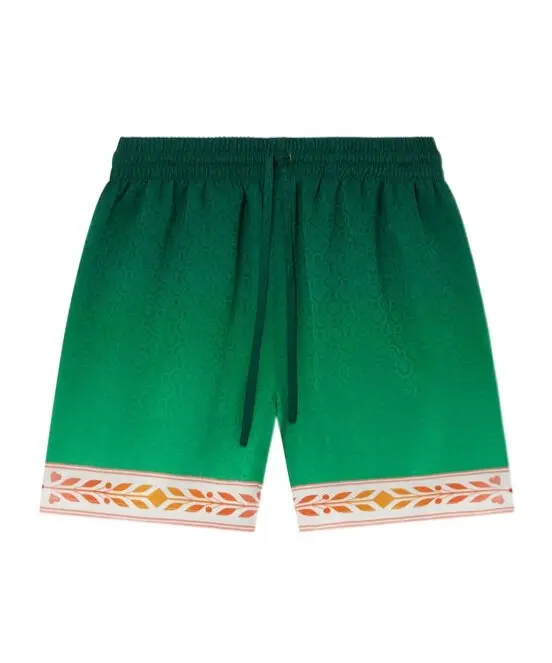 Casablanca Unity Is Power Gradient Silk Shorts - Green