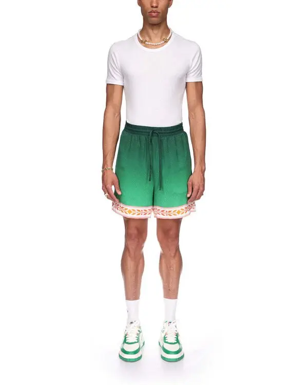 Casablanca Unity Is Power Gradient Silk Shorts - Green