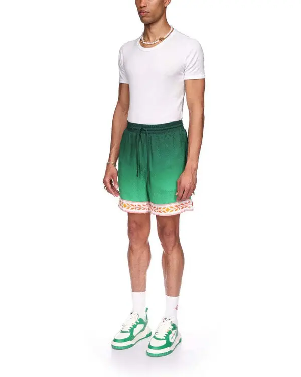 Casablanca Unity Is Power Gradient Silk Shorts - Green