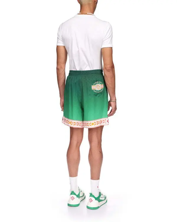 Casablanca Unity Is Power Gradient Silk Shorts - Green