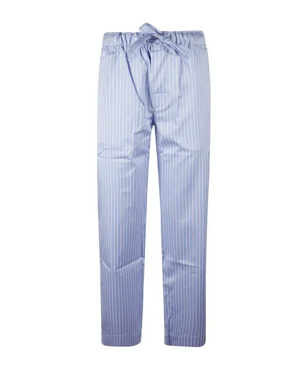 TEKLA Organic Cotton Striped Pyjama Trousers - Blue