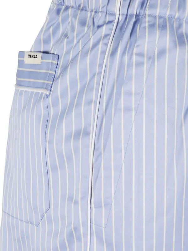 TEKLA Organic Cotton Striped Pyjama Trousers - Blue