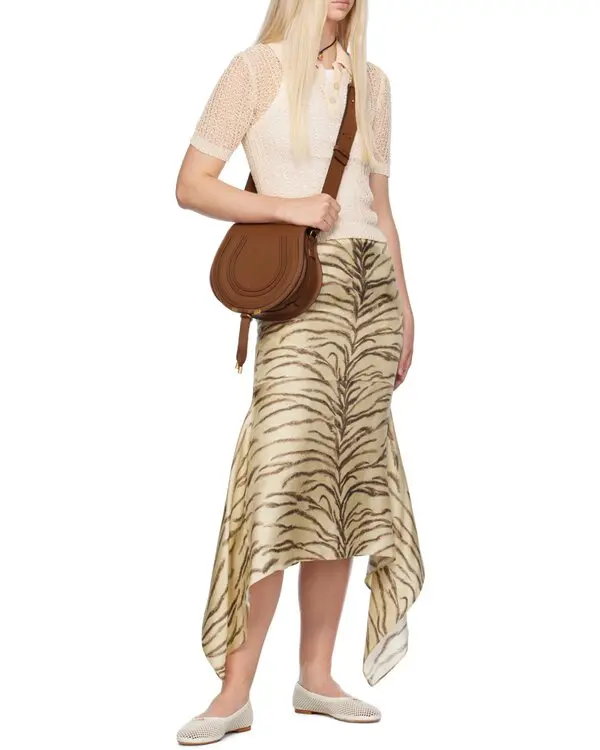 Chloé Marcie Logo Detailed Saddle Bag - Brown