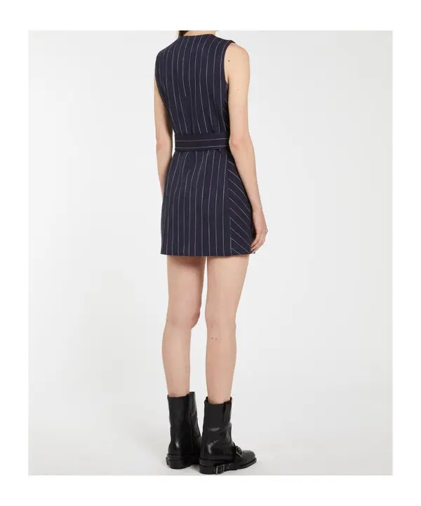Marella Sleeveless V-neck Belted Mini Dress With Button Details