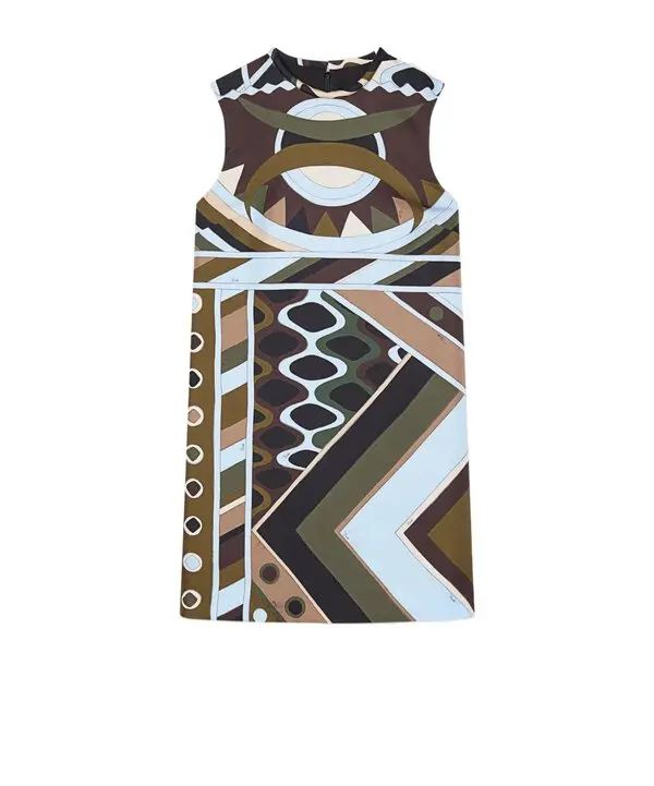 Emilio Pucci Vivara Printed A-line Dress - Khaki/blue