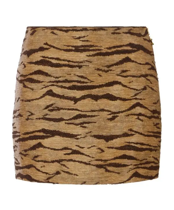 Elisabetta Franchi Raffia-effect Print Mini Skirt - Camel