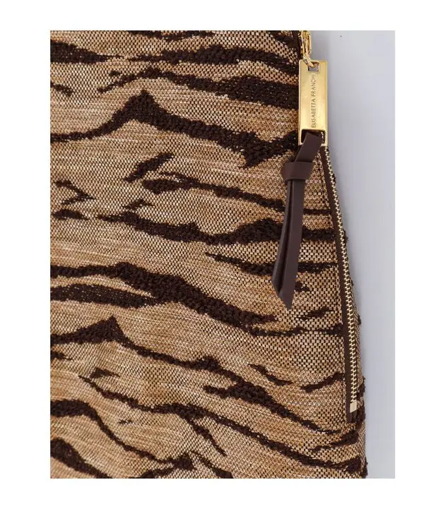 Elisabetta Franchi Raffia-effect Print Mini Skirt - Camel