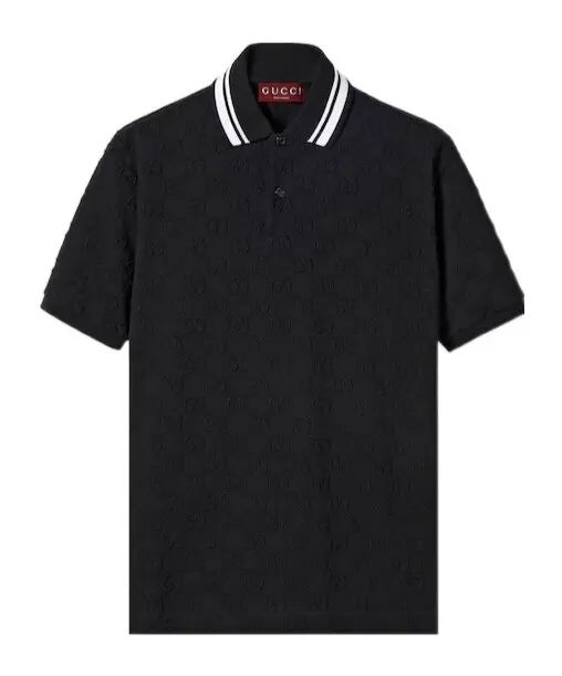 Gucci Allover Gg Short-sleeved Polo Shirt - Black