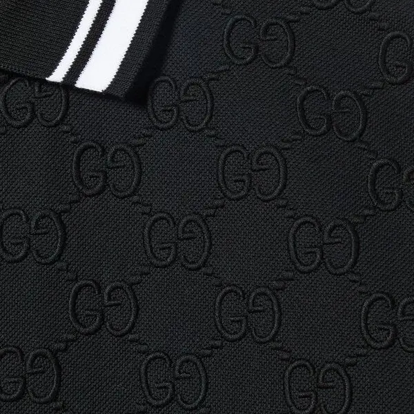Gucci Allover Gg Short-sleeved Polo Shirt - Black