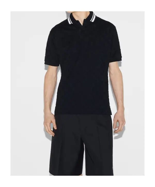Gucci Allover Gg Short-sleeved Polo Shirt - Black