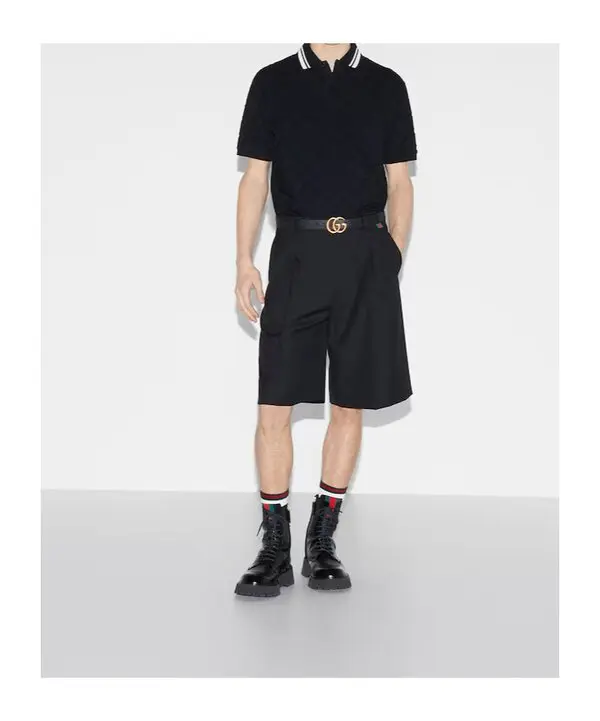 Gucci Allover Gg Short-sleeved Polo Shirt - Black