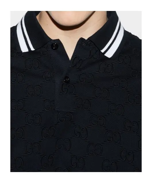 Gucci Allover Gg Short-sleeved Polo Shirt - Black