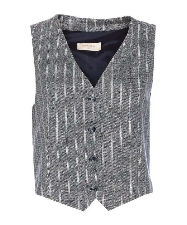 CIRCOLO 1901 Striped Button-front Vest - Gray