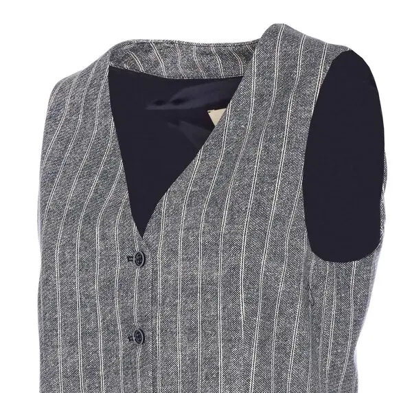 CIRCOLO 1901 Striped Button-front Vest - Gray