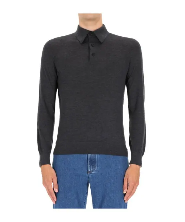 Zegna Long Sleeved Polo Shirt - Black