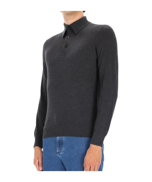 Zegna Long Sleeved Polo Shirt - Black
