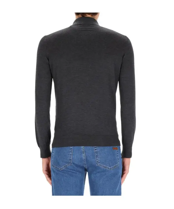 Zegna Long Sleeved Polo Shirt - Black