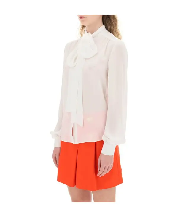 Moschino Pussy-bow Collar Silk Blouse