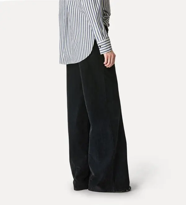 FORTE_FORTE Flocked Cotton High Waist Wide Leg Trousers - Notte