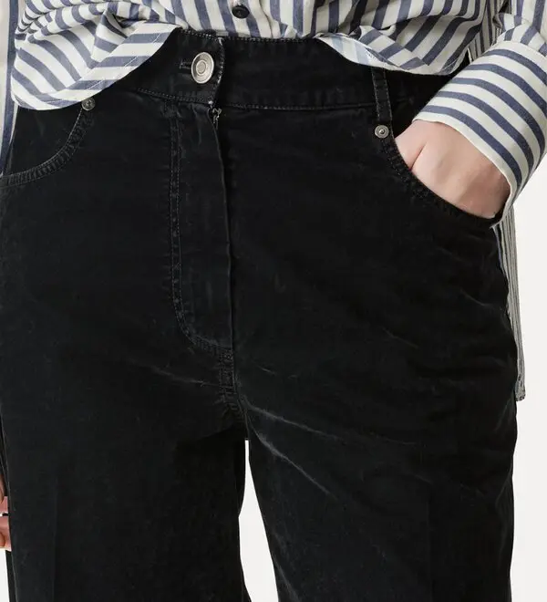 FORTE_FORTE Flocked Cotton High Waist Wide Leg Trousers - Notte
