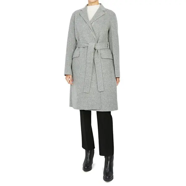 Theory Belted Wool Coat - Gray