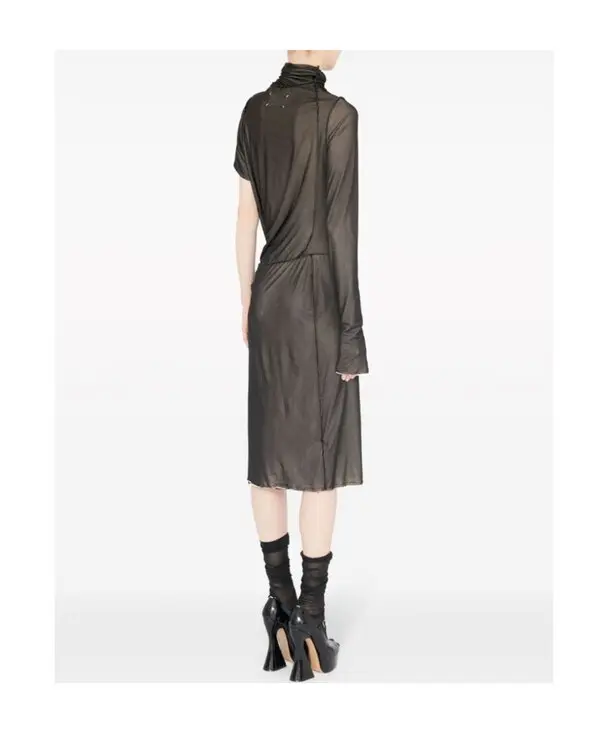 MAISON MARGIELA One-shoulder Semi-sheer Midi Dress