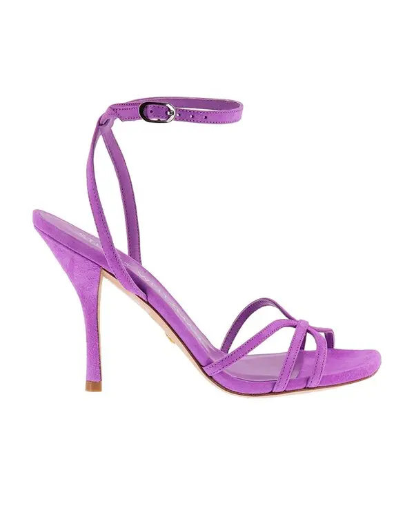STUART WEITZMAN High Heeled Sandals With Ankle Straps And Asymmetrical Toes - Purple