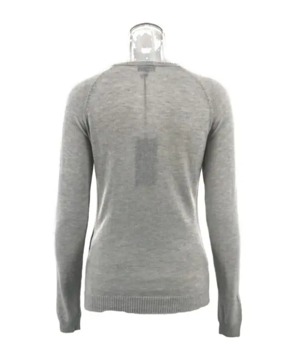 Emporio Armani Embellished Round Neck Long Sleeve Sweater - Gray